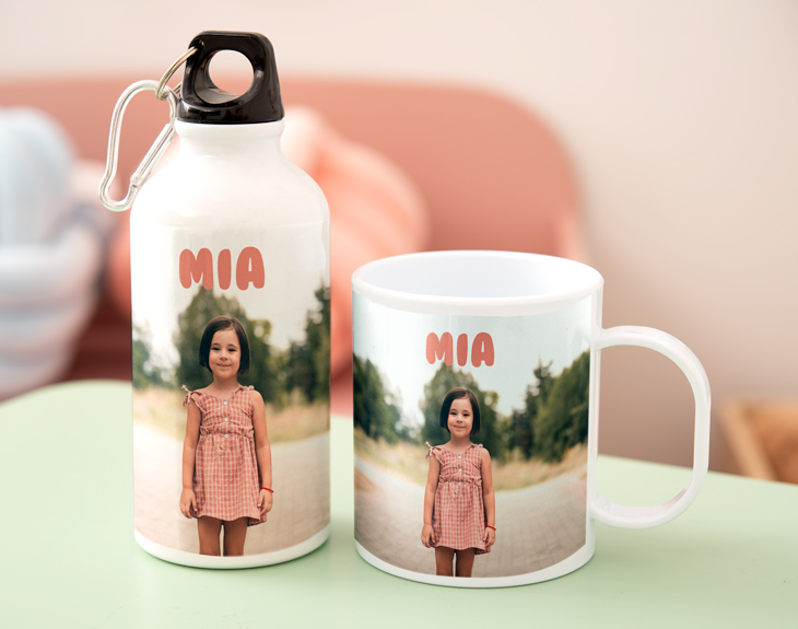 Kit gourde et tasse en plastique personnalisée - MadeinGift