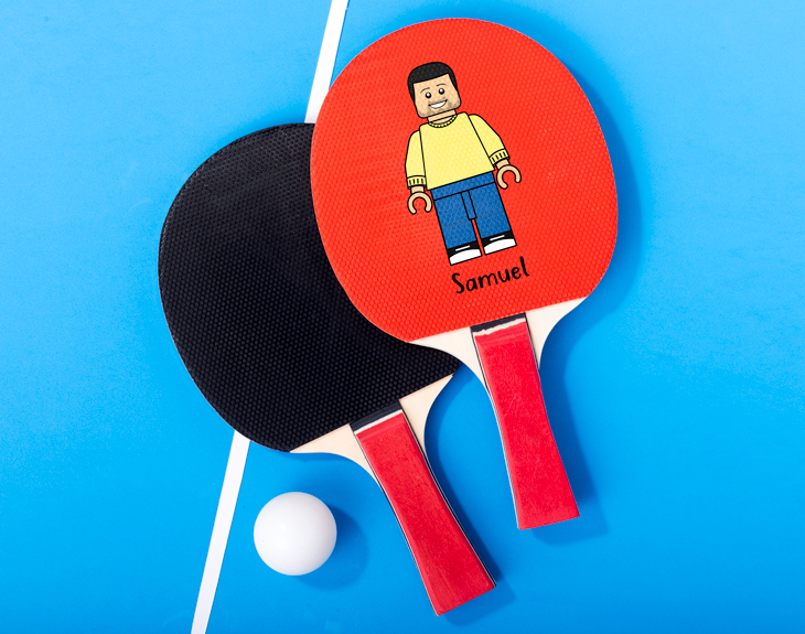 Personalised table tennis rackets "Lego Family" - Made In Gift