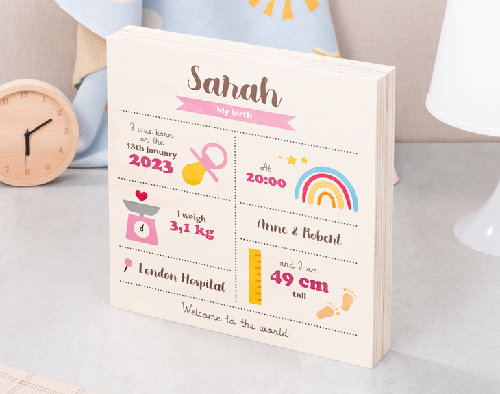 Personalised pink birth chart - Made In Gift