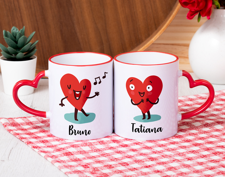 Tasses avec anse en forme de coeur "Famille Coeurs" - Made in Gift