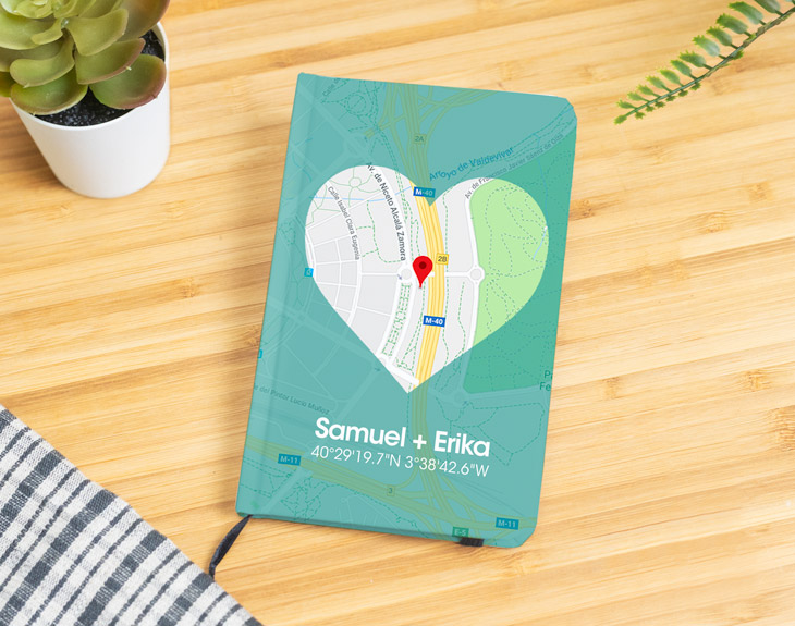 Tabla de madera "Mapa del amor" - Regalo Original