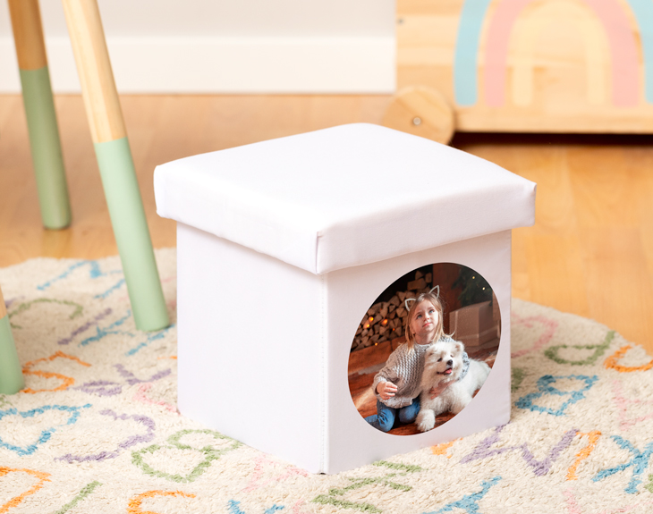 White stool box with photo - Made In Gift