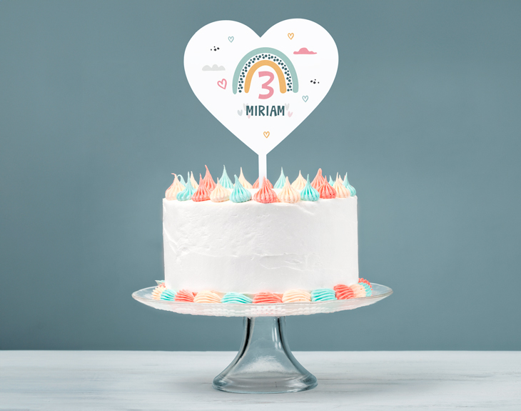 Personalised cake topper "Pastel Rainbow" - Made In Gift