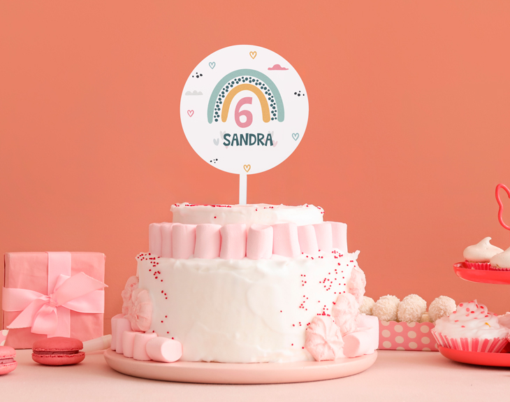 Personalised cake topper "Pastel Rainbow" - Made In Gift