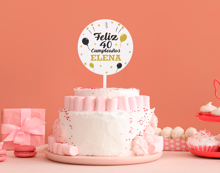 Cake topper "Cumpleaños Elegante" - Regalo Original