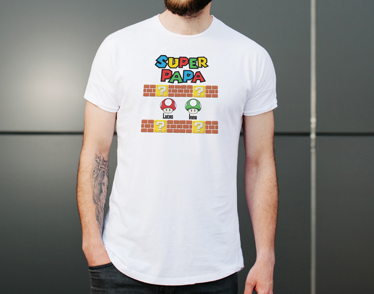 T-shirt personnalisé "Super-Papa Mario Bros" - Made In Gift