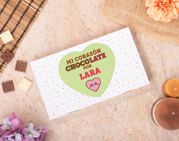 Chocomensaje confetti "Mi corazón choco-late por ti" - Regalo Original