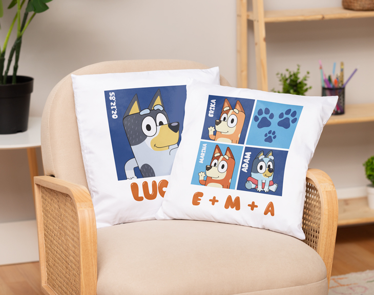 Customised cushion "Bluey collage" - Made In Gift