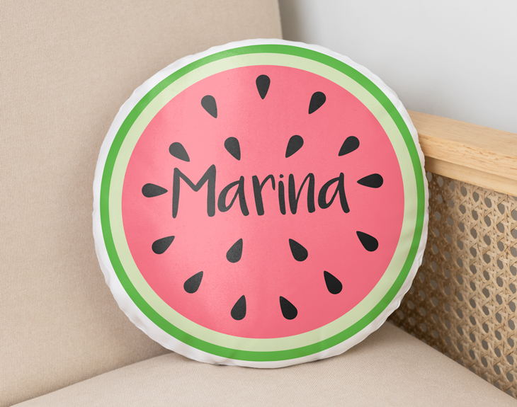 Personalised round cushion "Fruit" - Made In Gift