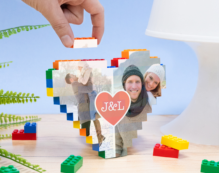 Personalised heart block puzzle "Heart Collage" - Made In Gift