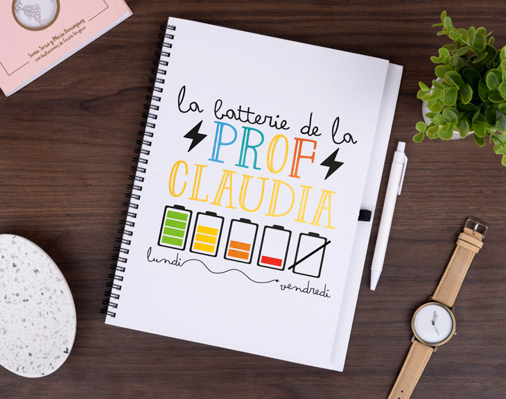 Cahier personnalisé "La batterie du prof" - MadeinGift