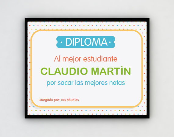 Diploma Polka Dots "Al mejor..." - Regalo Original