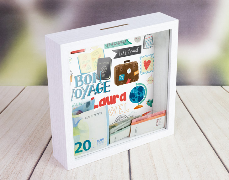 Hucha de madera "Bon Voyage" - Regalo Original