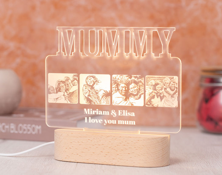 Methacrylate lamp "Mummy" with photos - Made In Gift