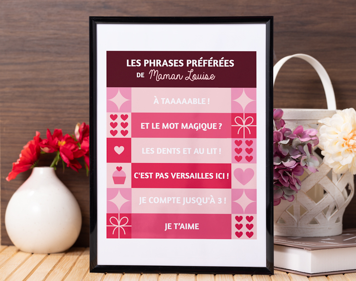 Affiche personnalisée "Les phrases préférées de..." - Made In Gift
