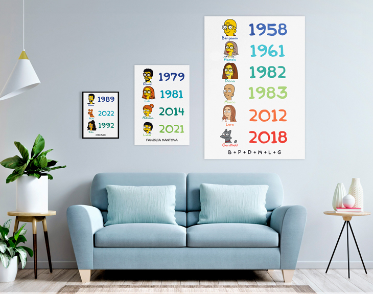 Stampa personalizzata "Famiglia Simpson Anni" - Made In Gift