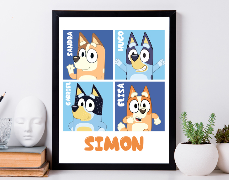 Affiche personnalisée "Bluey Collage" - Made In Gift