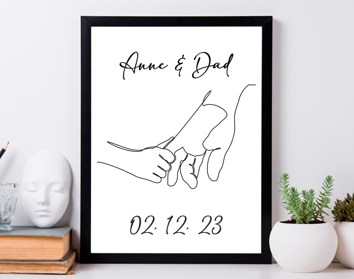 Personalised print "Baby and daddy hands" - Made In Gift