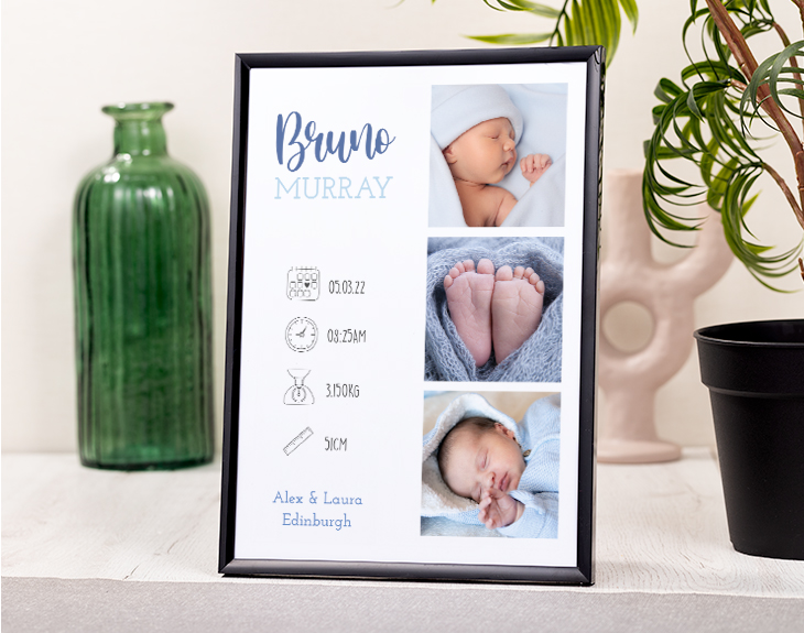 Personalised birth print with photos - Made In Gift