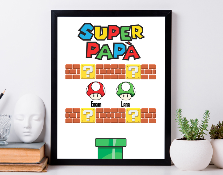 Stampa personalizzata "Superpapà Mario Bros" - Made In Gift