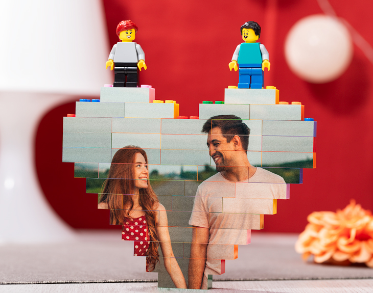 Puzzle de bloques corazón con Minifiguras Lego - Regalo Original