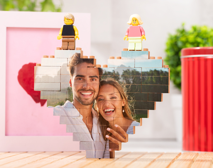Puzzle de bloques corazón con Minifiguras Lego - Regalo Original