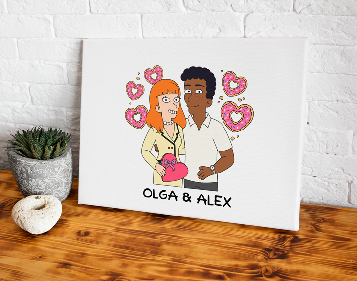 Personalised canvas "Cartoon Couple" - Made In Gift