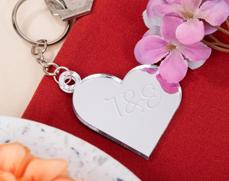 Engraved heart mirror keyring - Made in Gift