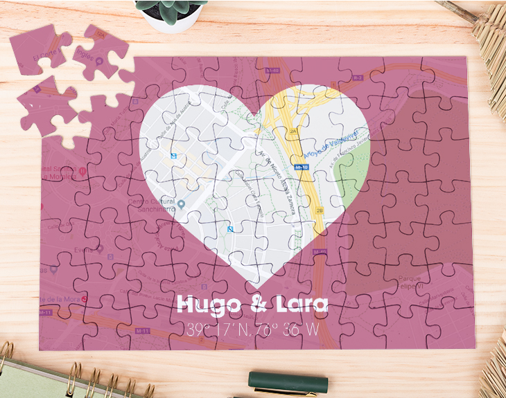 Puzzle "Mapa del amor" personalizado