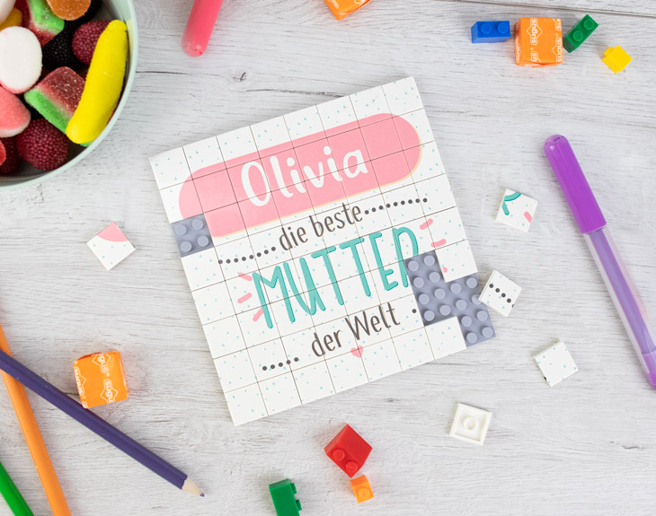 Personalisiertes Blockmosaik "Beste Mutter der Welt" - Made In Gift