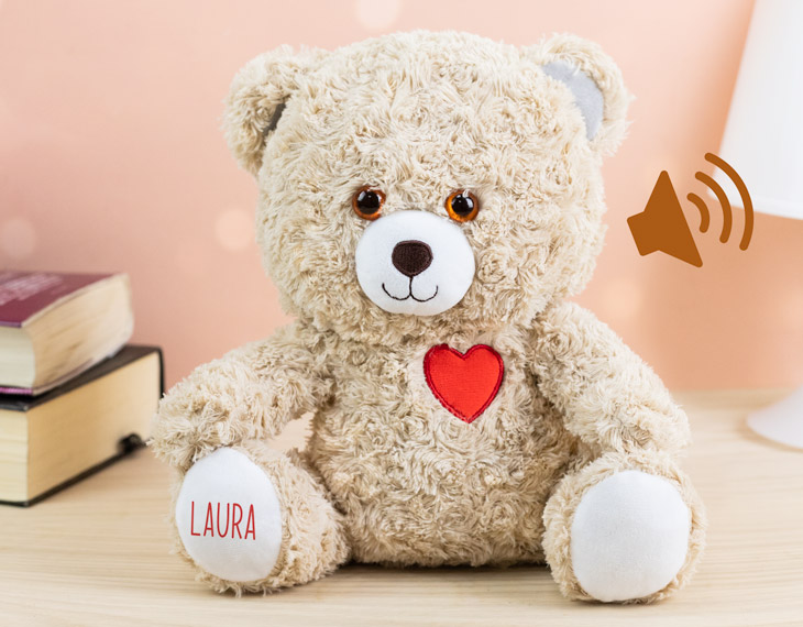 Teddy bear with your voice message and name - Made In Gift