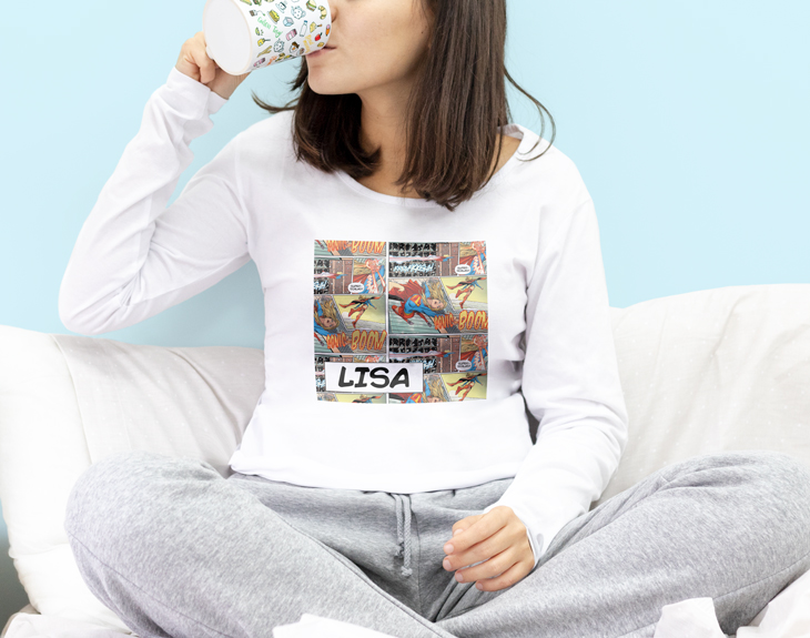Personalisierter Pyjama "Supergirl Comic" - Made In Gift