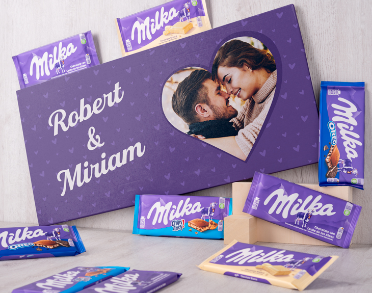 Tablette de chocolat Milka personnalisée "Coeur" - MadeinGift