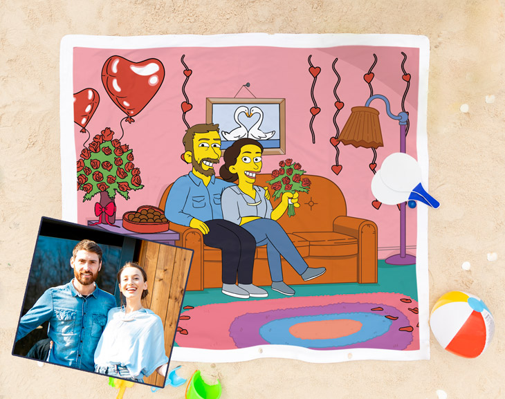 Toalla 160x180cm Ilustración "Simpson" - Regalo Original