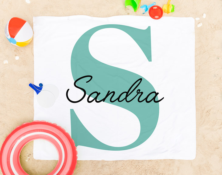 Personalised towel "Coloured initials" - Made In Gift