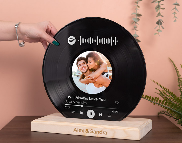 Vinilo personalizado "Canción Spotify" con madera personalizado ...